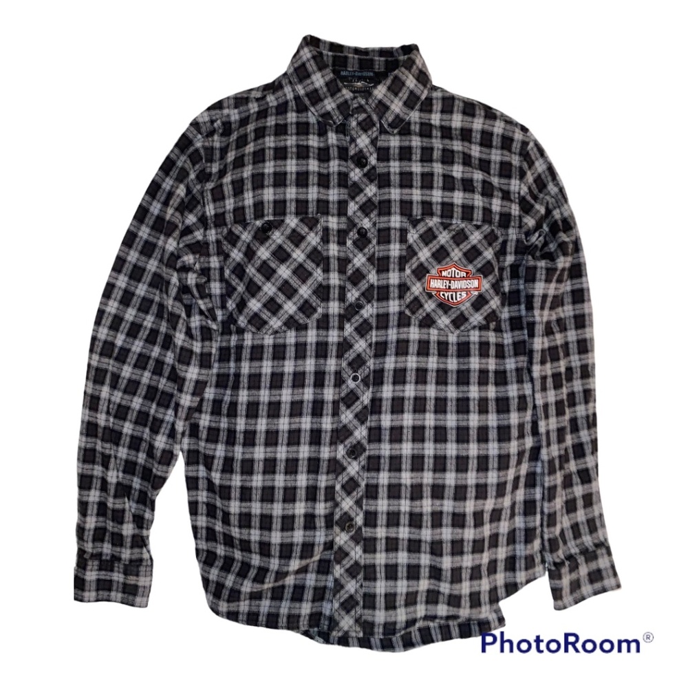 Harley Davidson Shadow Plaid Flannel Shirt M - Gem